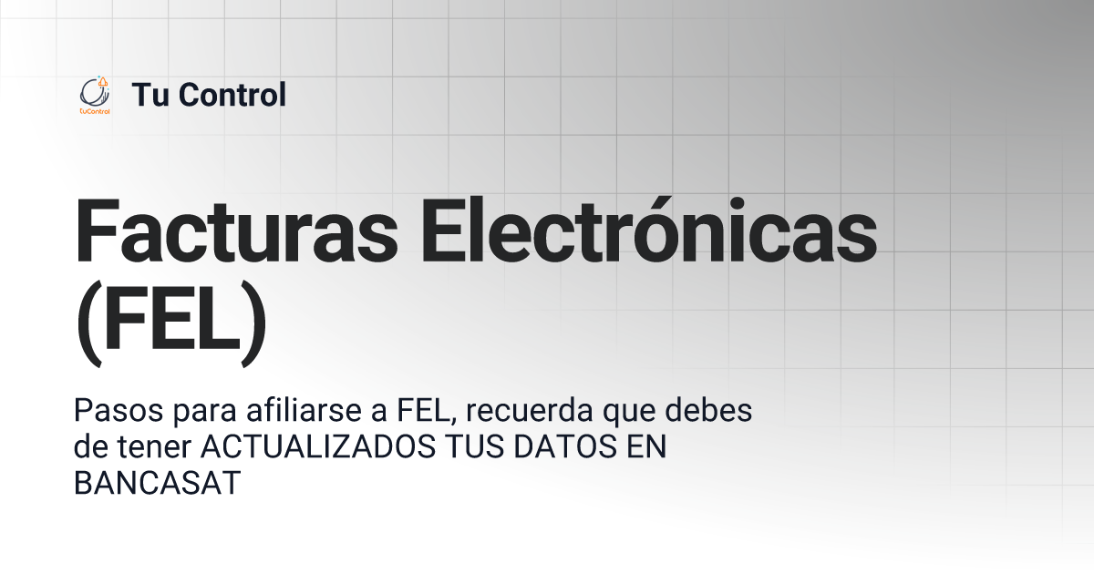 Facturas Electrónicas (FEL) | Tu Control